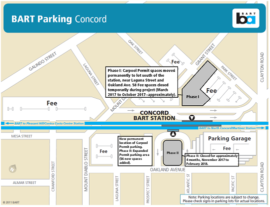 Temporary parking changes at Concord starting March 2017 | Bay Area Rapid Transit